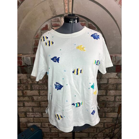 Bechamel | Tops | Tshirt Vintage Embroidered Fish Grannyccore 99s ...